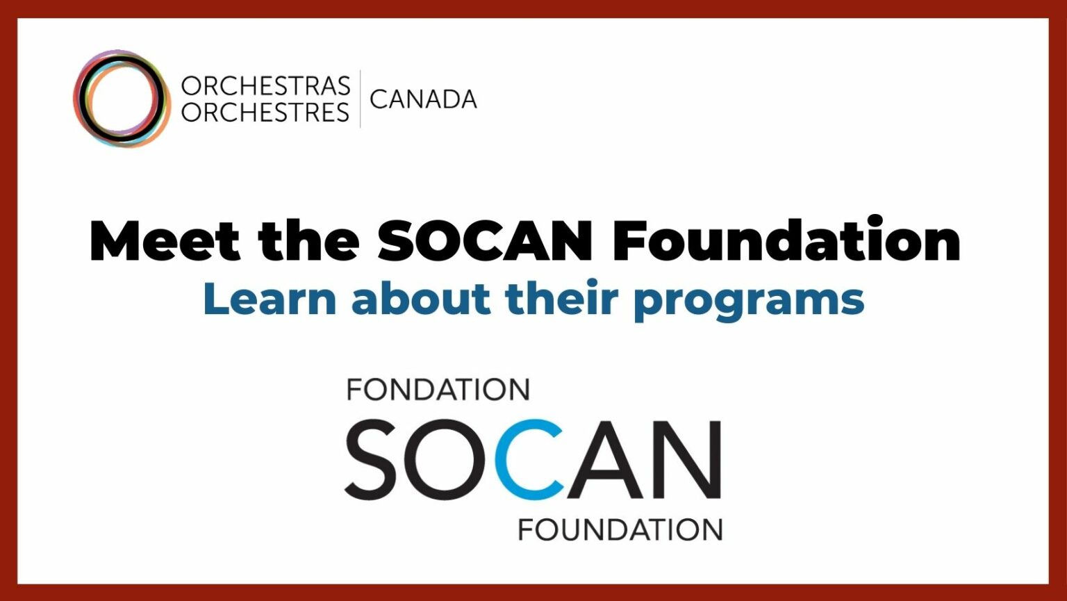 Meet the SOCAN Foundation – Learn about their Programs - Orchestras ...